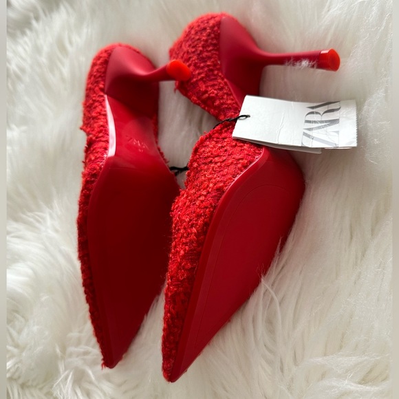 Zara | Shoes | Zara Red Fabric Heels Shoes New | Poshmark